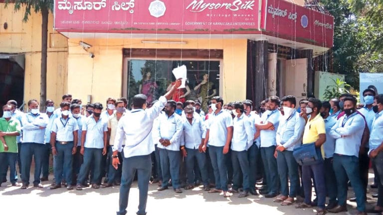 Silk Factory contract workers stage snap stir demanding regularisation ...