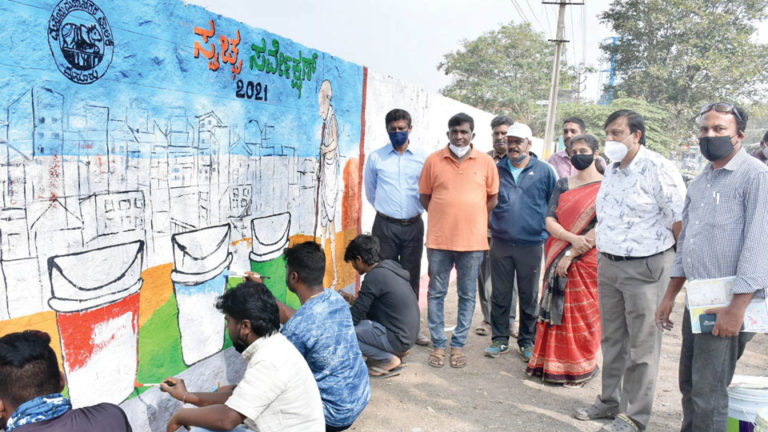 Cleanliness awareness through wall paintings - Star of Mysore