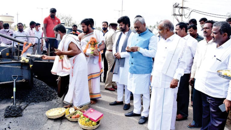 District Minister performs Guddali Puja for improvement of Ring Road ...