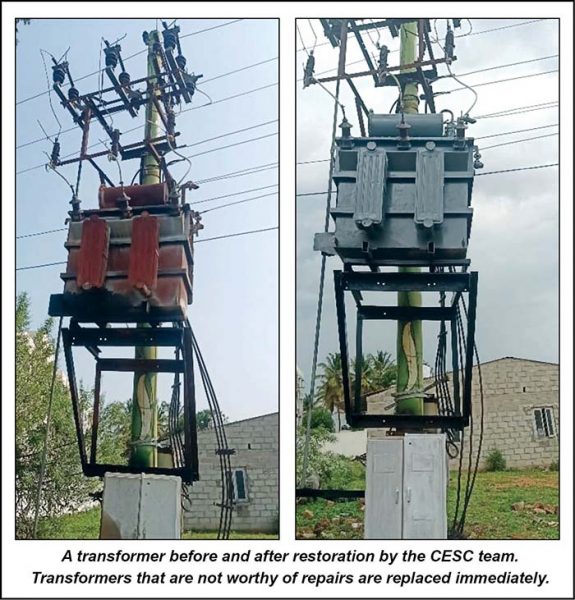 846 CESC teams begin transformer restoration - Star of Mysore
