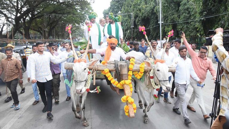 Bullock carts procession kickstarts Raitha Dasara - Star of Mysore