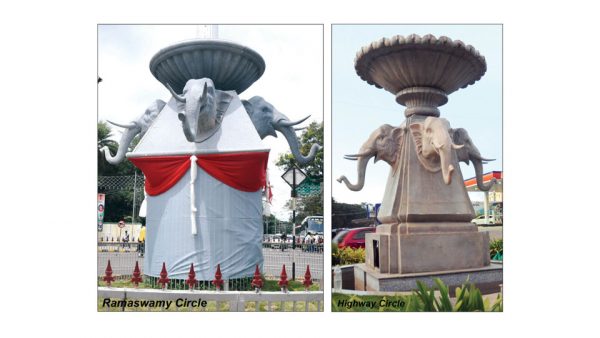 Replica of elephant head statue at Ramaswamy Circle for Dasara - Star ...