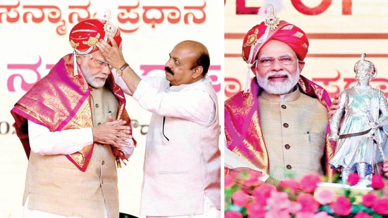 Crowds cheer as PM Modi wears Kempegowda-style Peta - Star of Mysore