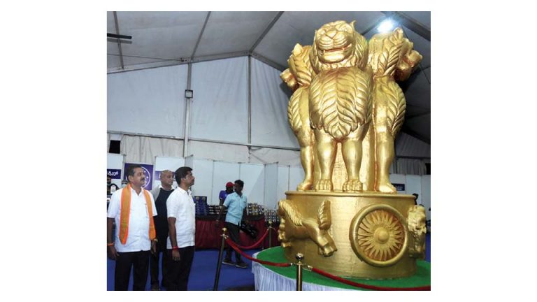 Cake replicas of National Emblem and New Parliament House - Star of Mysore