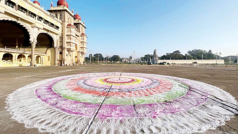 Rathasapthami at Mysore Palace: 50-ft Rangoli main attraction - Star of ...