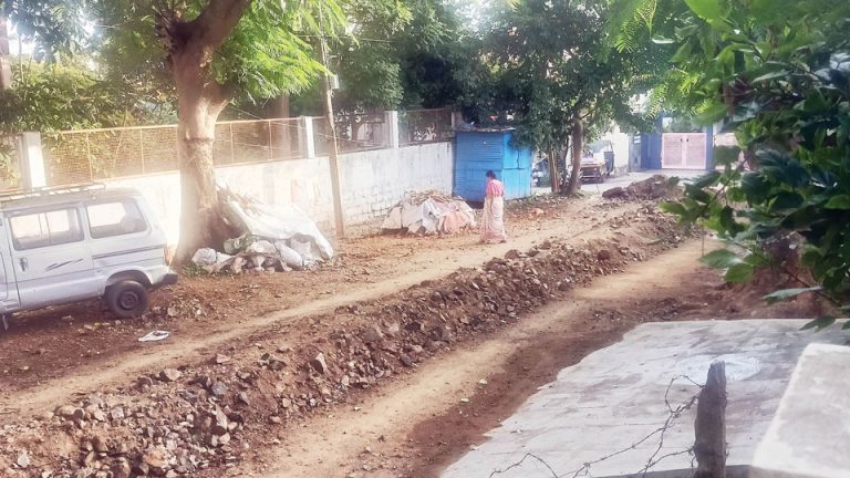 UGD line works over but road closed with mound - Star of Mysore