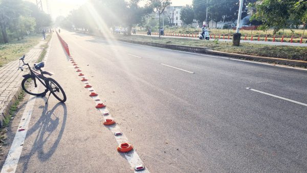 Cycle track’s retro-reflective bollards ripped apart ! - Star of Mysore