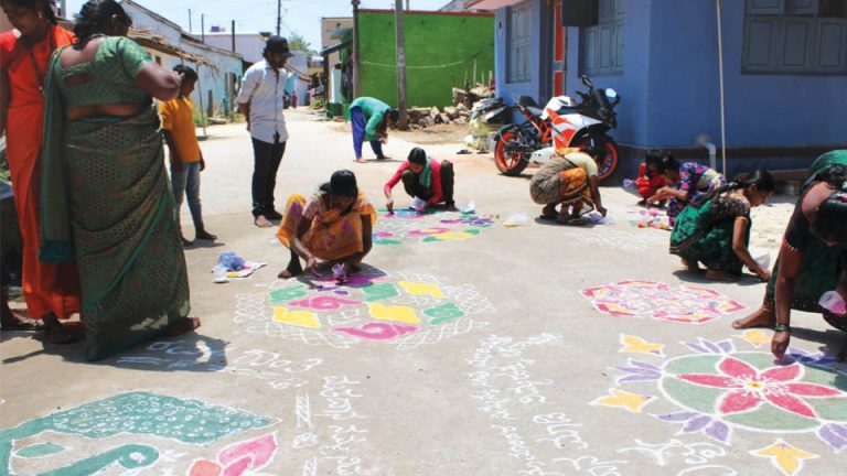 Voting awareness by drawing Rangoli - Star of Mysore