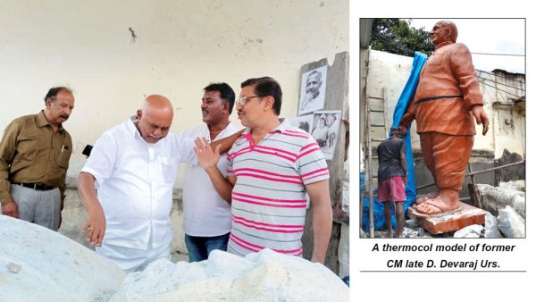 MLC Vishwanath inspects works on D. Devaraj Urs’ statue - Star of Mysore