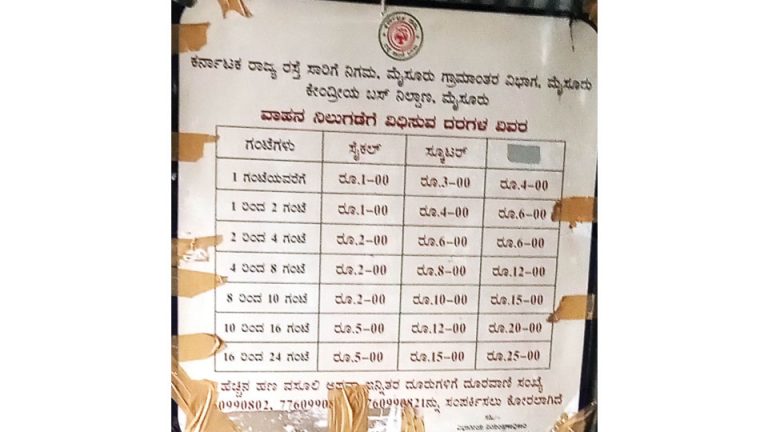 Parking fee at Sub-Urban Bus Stand - Star of Mysore