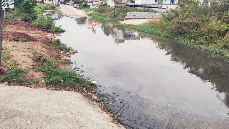 Drainage overflow forming filthy pond on Shyadanahalli Main Road - Star of Mysore