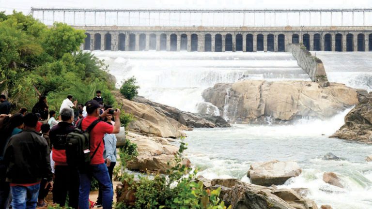 85,000 cusecs & counting... Heavy discharge of water from KRS Dam ...